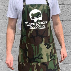 Mr Good Lookin is Cookin / Funny BBQ Grilling Apron / Apron for Men ...