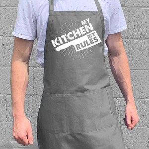 My Kitchen, My Rules Apron / BBQ & Kitchen Gift for Men, Dad or Grandpa ...
