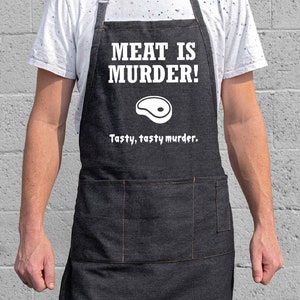 Meat is Murder ... Tasty, Tasty Murder / Funny BBQ Grilling Apron for ...