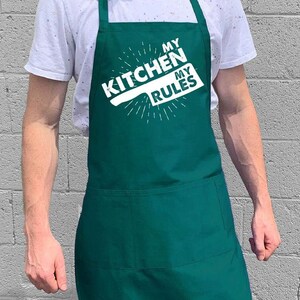 My Kitchen, My Rules Apron / BBQ & Kitchen Gift for Men, Dad or Grandpa ...