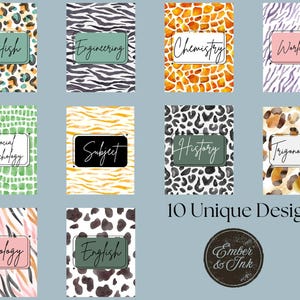 Editable Animal Print Binder Covers - Etsy