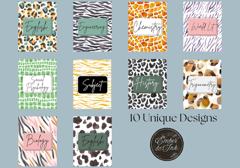 Editable Animal Print Binder Covers - Etsy