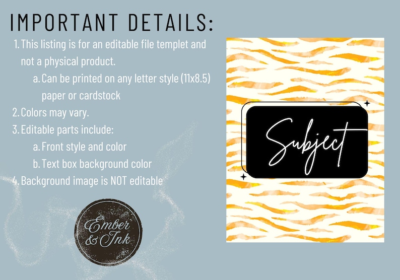 Editable Animal Print Binder Covers - Etsy
