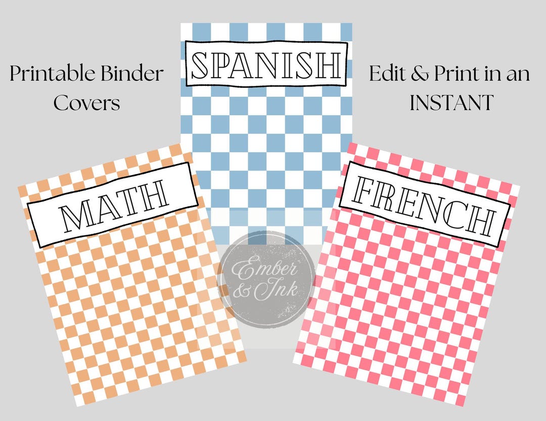 Editable Checker Binder Covers - Etsy