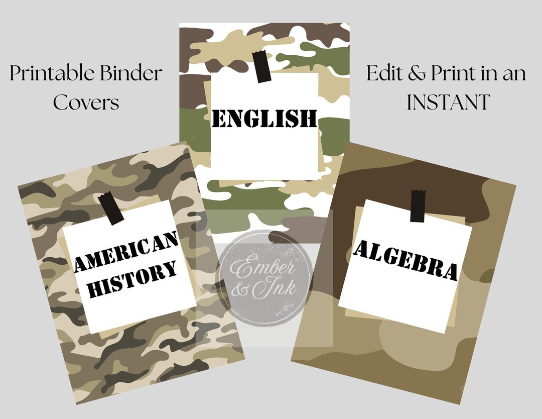 Editable Military Inspired Binder Cover - Etsy