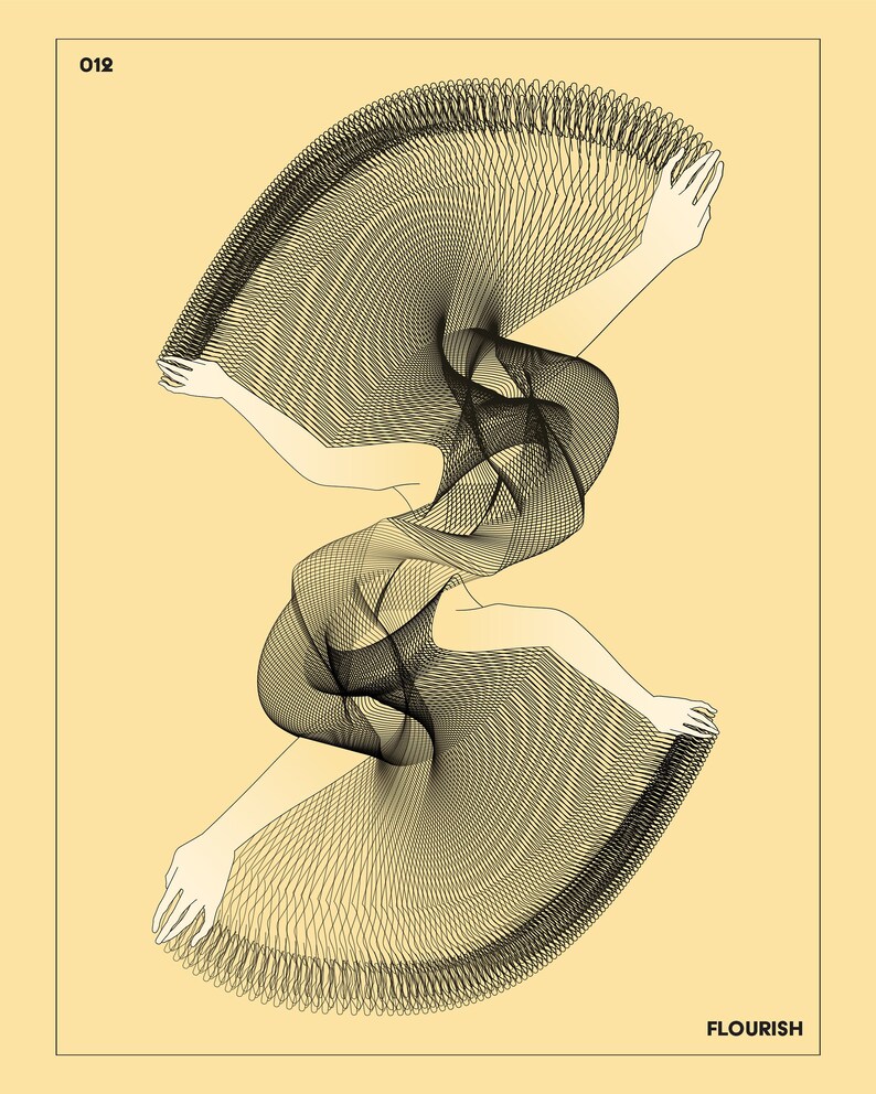 Flourish - Abstract Line Drawing, Digital Download Wall Art Print ...