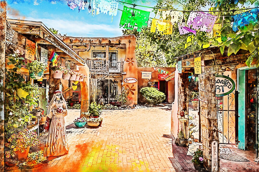 Albuquerque Old Town Shop Canvas Albuquerque Watercolor - Etsy