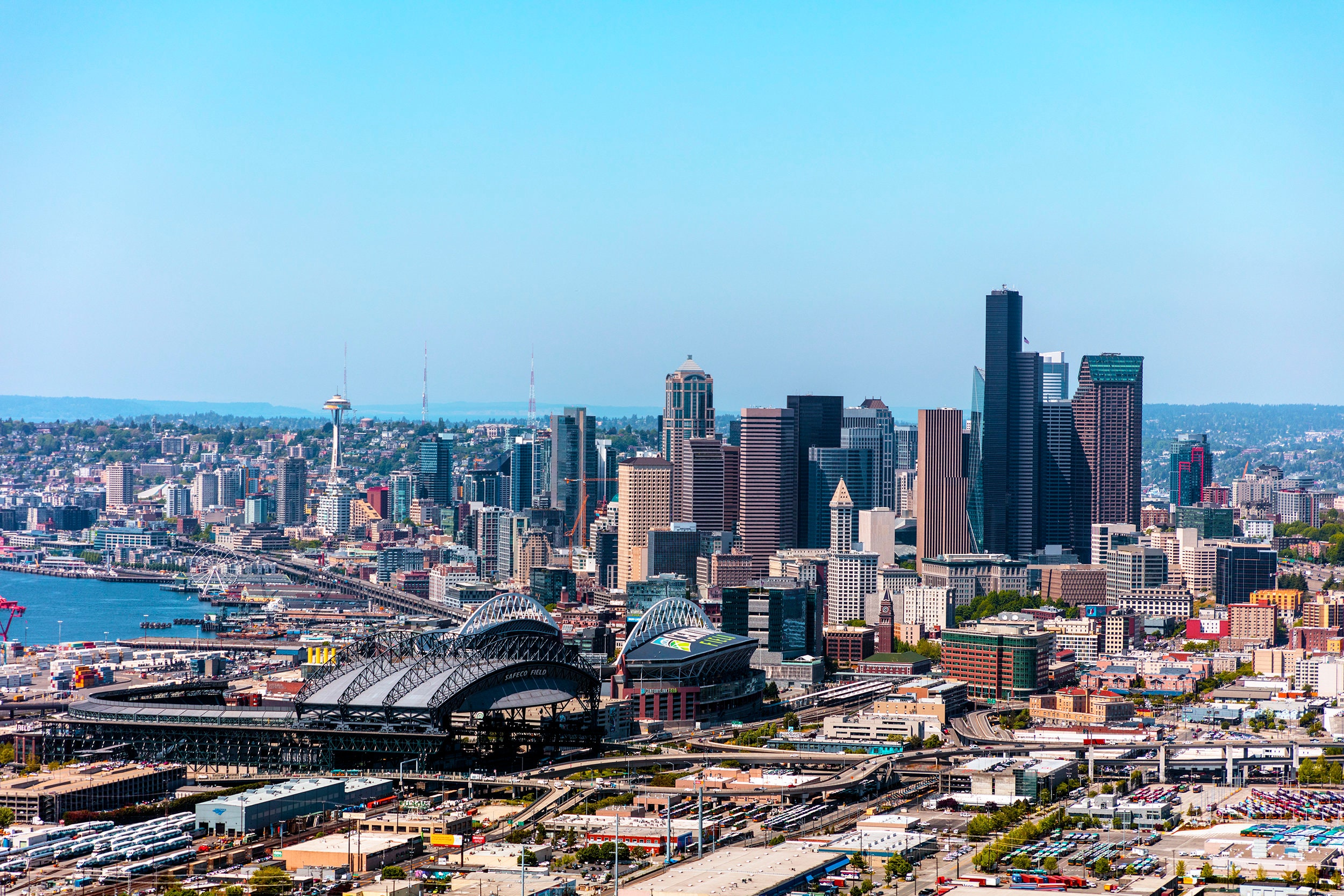Seattle stadiums skyline wall art, Seattle skyline Canvas, Seattle ...
