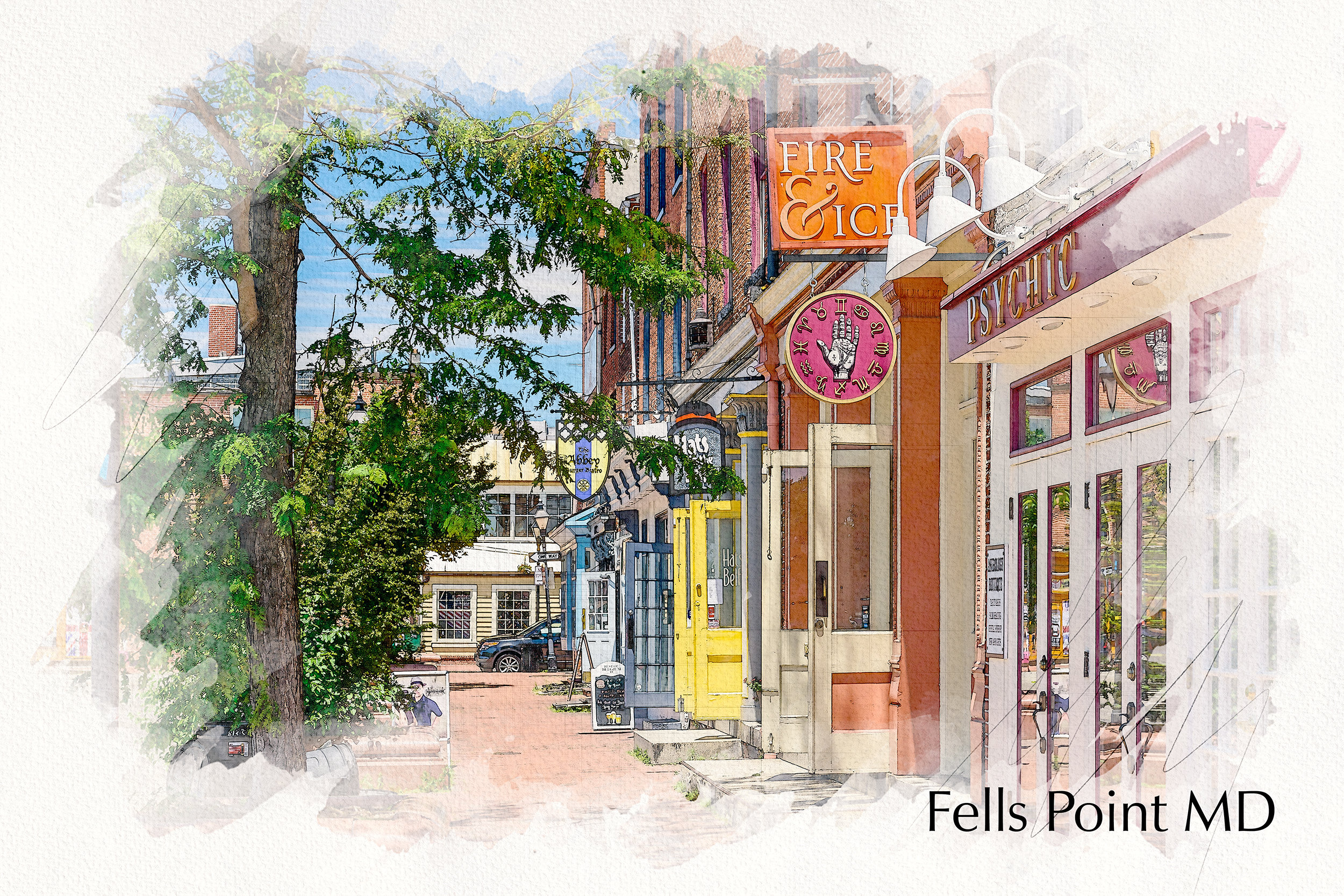 Baltimore Fells Point watercolor, Baltimore Canvas, Baltimore wall art ...