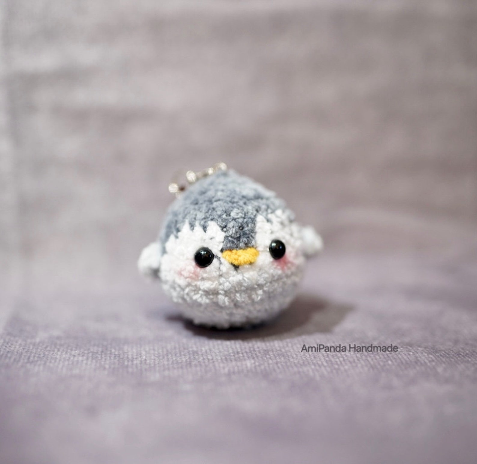 Pink and Grey Penguin Plush Keychain, Crochet Amigurumi/baby Penguins ...
