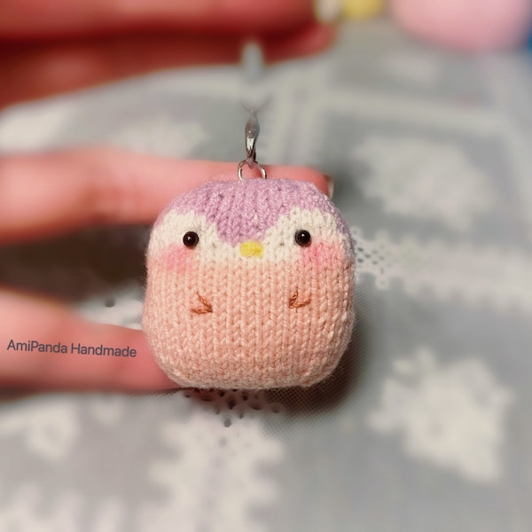 Pink and Grey Penguin Plush Keychain, Crochet Amigurumi/baby Penguins ...