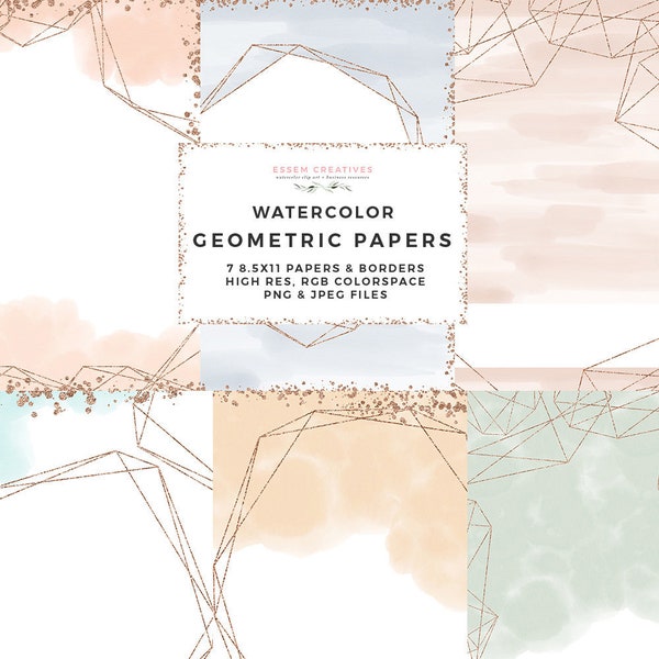 Geometric Watercolor - Etsy