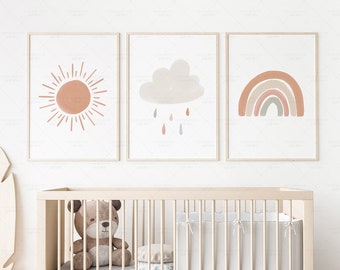 Neutral Rainbow Print Boho Nursery Decor PRINTABLE Rainbow | Etsy