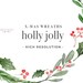 Christmas Wreath Clipart Holly Jolly Clip Art Watercolor | Etsy