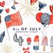 4th of July Clipart Patriotic Clip Art Watercolor July | Etsy