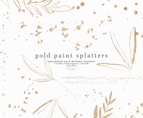 Gold Paint Splatter Clipart Overlay Gold Glitter Ink Splatter | Etsy