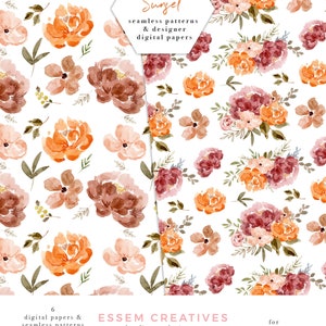 Fall Floral Digital Paper Pack, Thanksgiving Scrapbook Paper, Fall ...