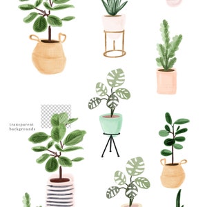 Watercolor House Plants Clip Art Indoor Plants Potted Plant | Etsy