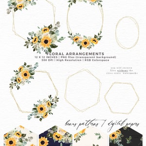 Watercolor Sunflowers Babys Breath Clipart, Rustic Fall Flowers Clip ...