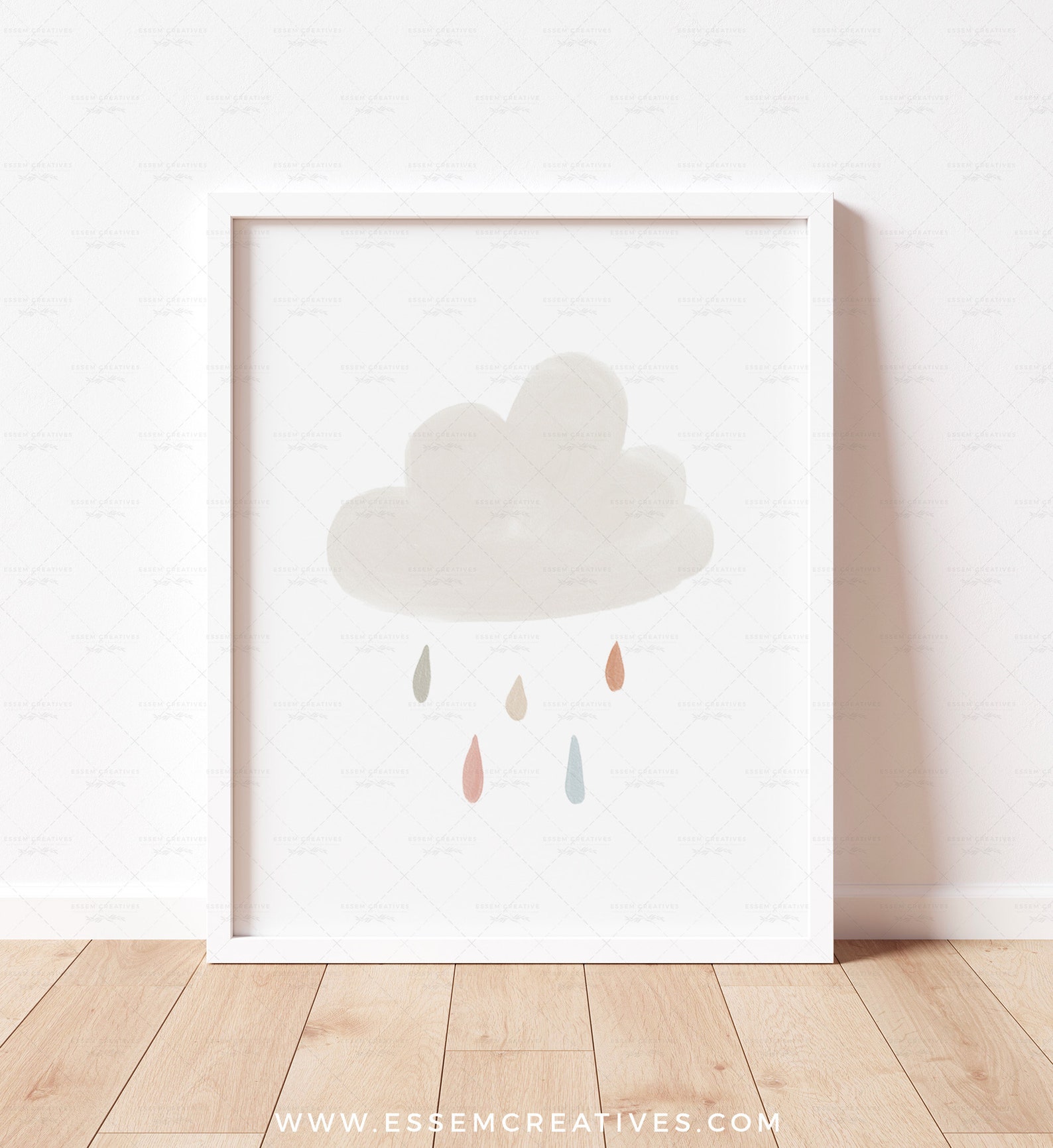 Neutral Cloud and Rain Poster Boho Nursery Decor PRINTABLE | Etsy