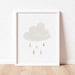 Neutral Cloud and Rain Poster, Boho Nursery Decor, PRINTABLE Cloud Wall ...