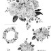 Black and White Floral Watercolor Clipart, Floral Border Clipart, Gray ...