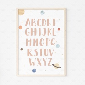 Solar System Alphabet Poster, Space Boho Alphabet Print, PRINTABLE Wall ...