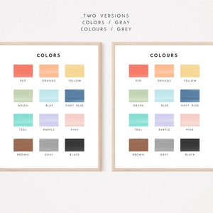 Colors Poster for Kids, Color Chart for Preschool Classroom, Colours ...