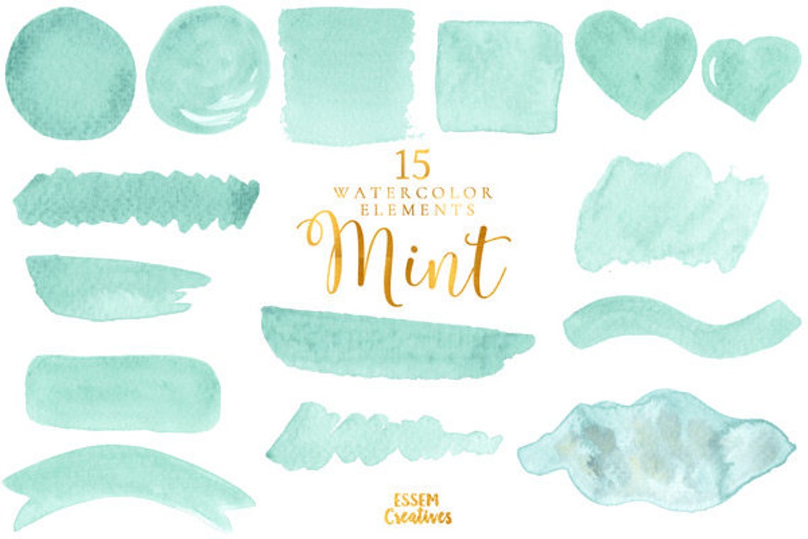 Mint Green Watercolor Clipart Splash Watercolor Graphics - Etsy