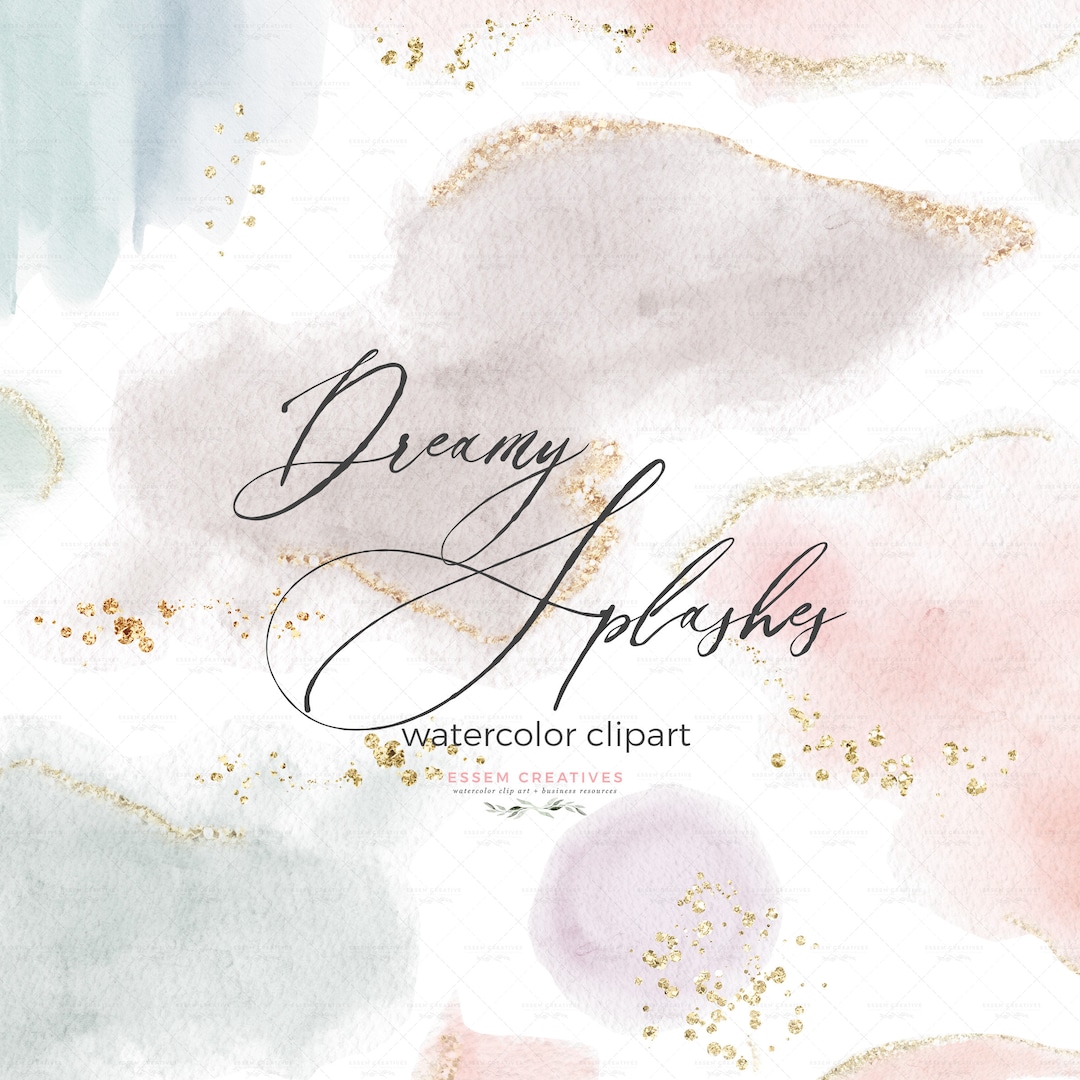 Dreamy Watercolor Splashes in Blush Neutrals Sage With Gold Veins ...
