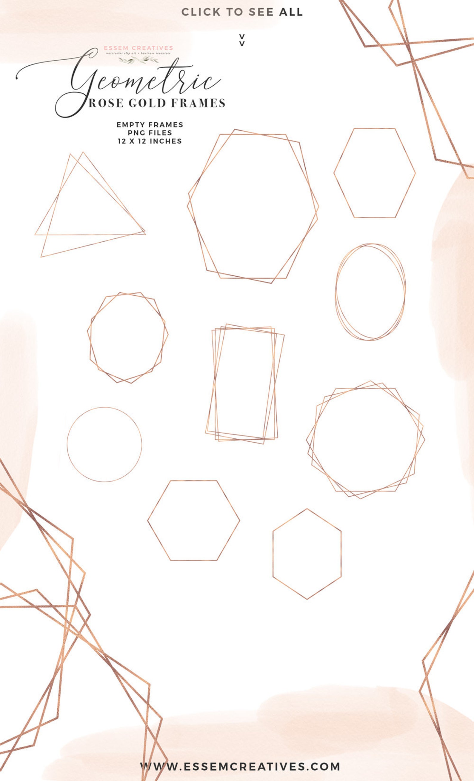 Empty Rose Gold Geometric Frames Clipart Crystal Frames Clip - Etsy