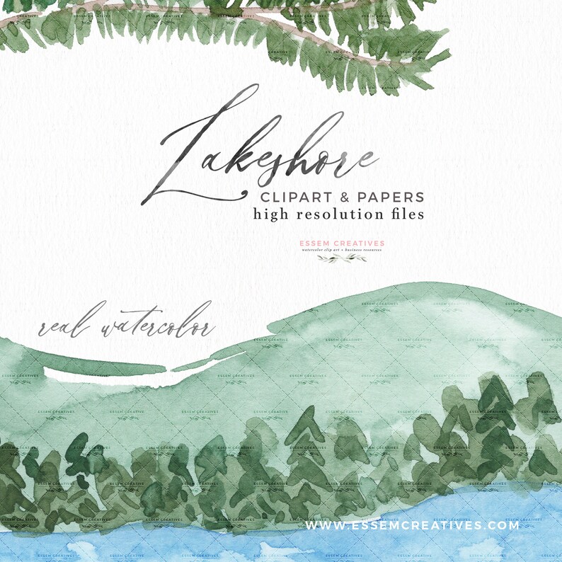 Watercolor Lake Clipart Lakeshore Background Ocean Lakeside - Etsy India