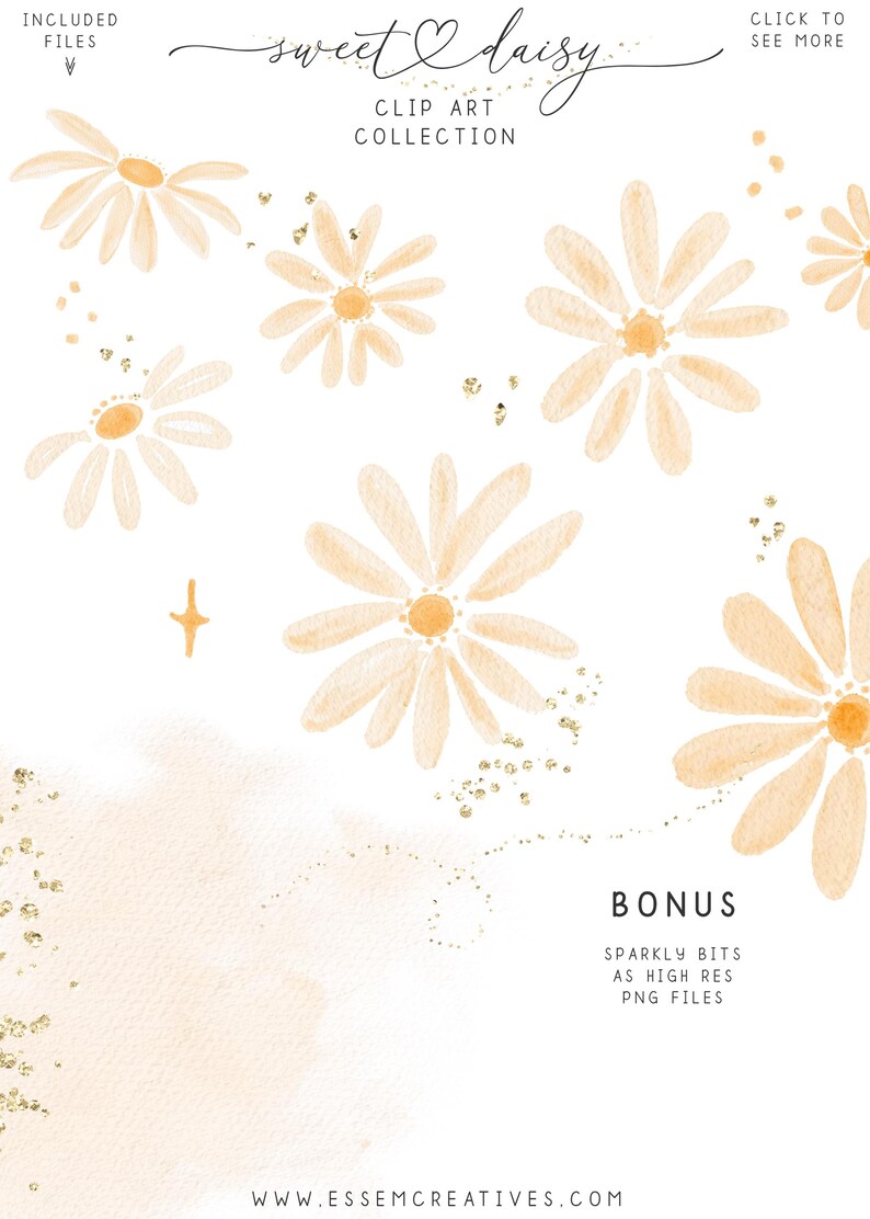 Watercolor Daisy Clipart, Daisy Background Frames for Boho Flower Girl ...