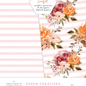 Fall Floral Digital Paper Pack, Thanksgiving Scrapbook Paper, Fall ...