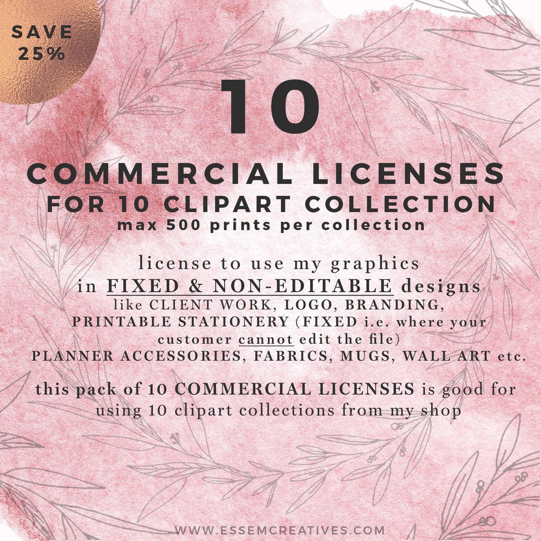 Commercial Use License, No Credit Required, TEN Products - Etsy