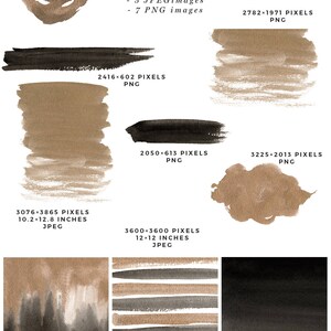 Black and Gold Watercolor Splash Clipart, Paint Splatter, Brush Strokes ...