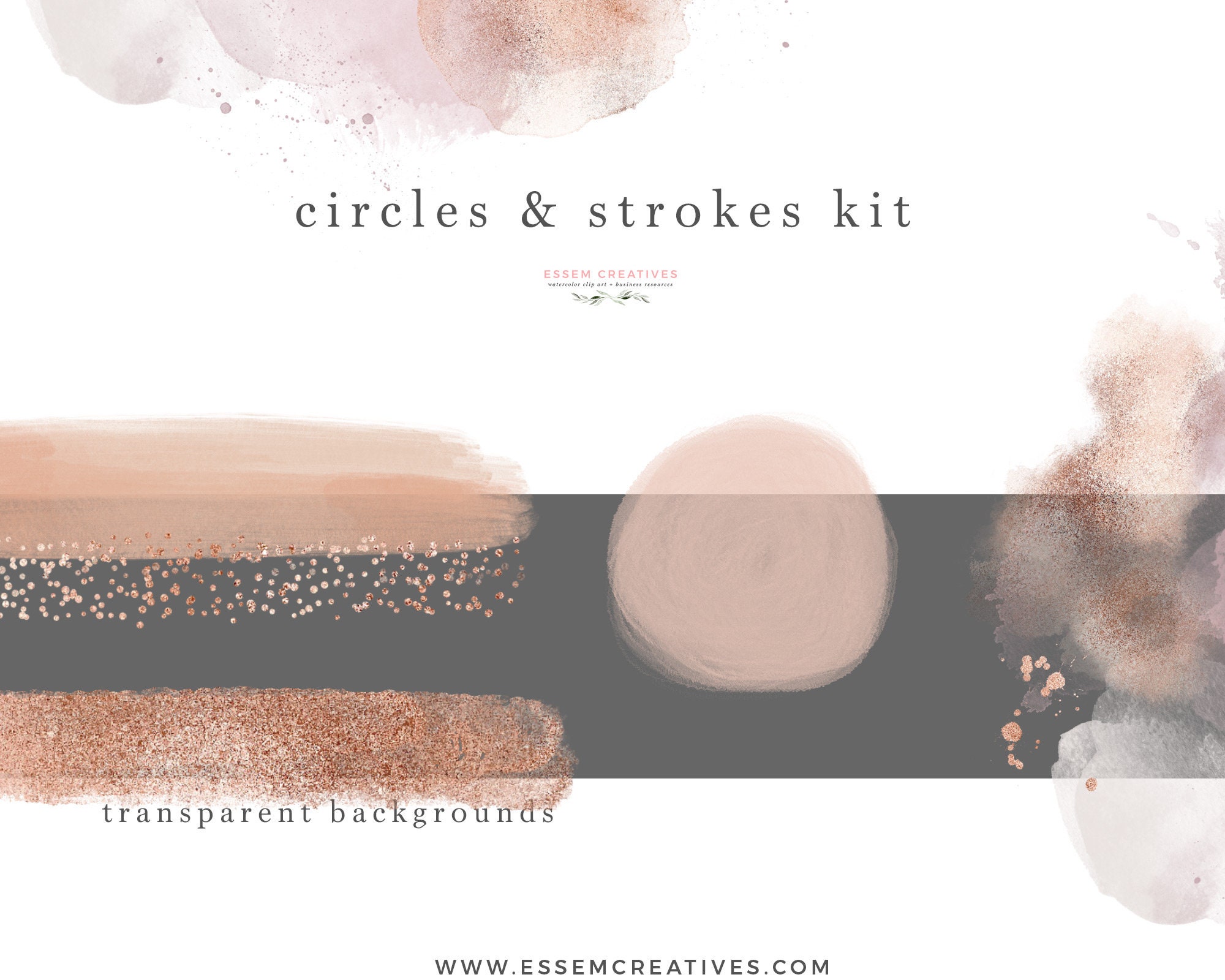 Watercolor Circles and Brush Strokes Clipart Texture Splash | Etsy