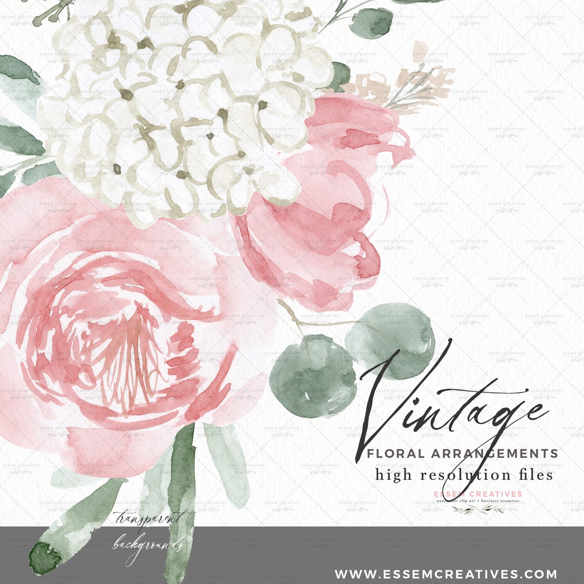 Vintage Watercolor Flowers Clipart Floral Border Clip Art - Etsy