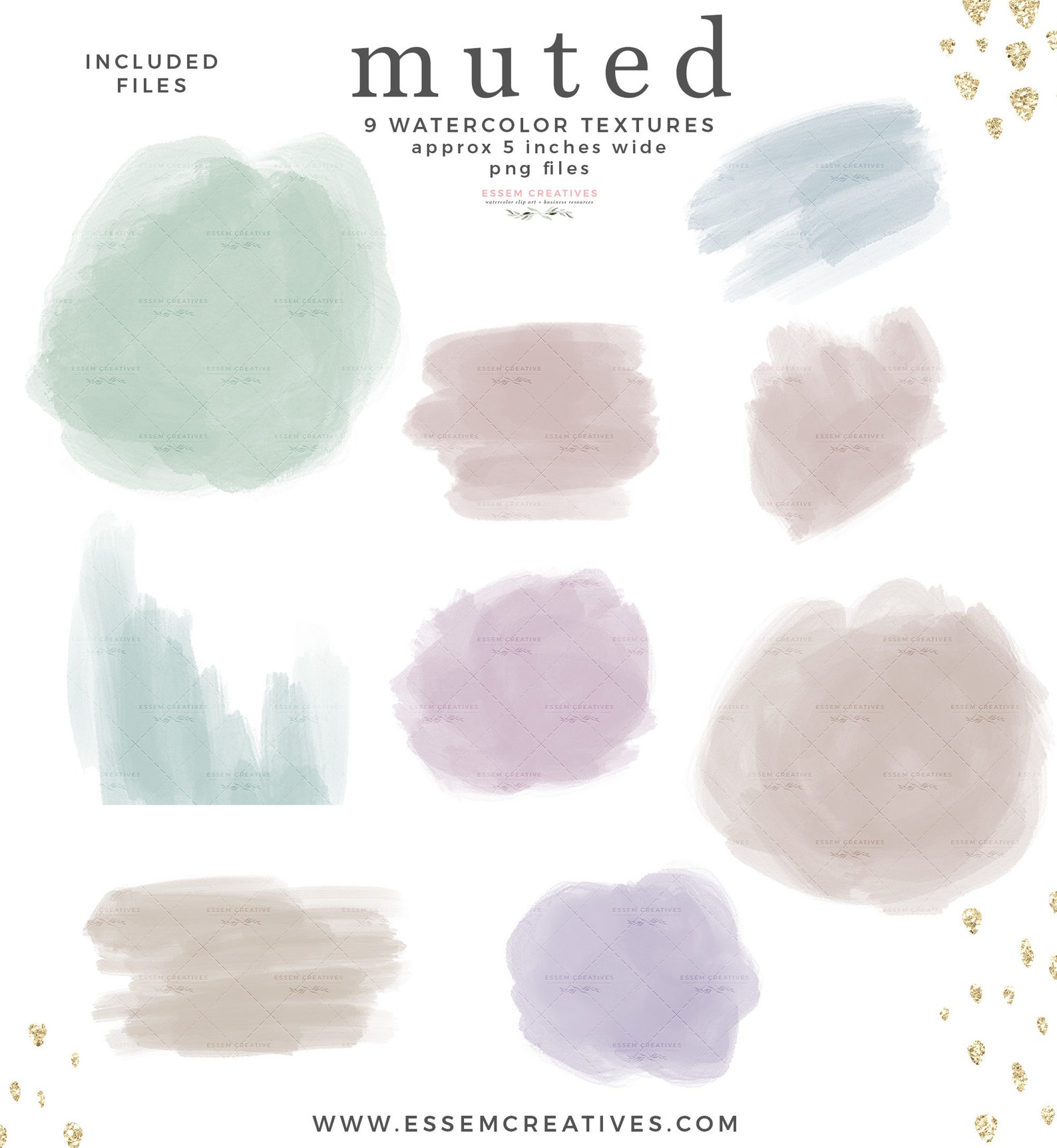 Muted Pastel Watercolor Shapes Clipart Texture Splash Splodge - Etsy