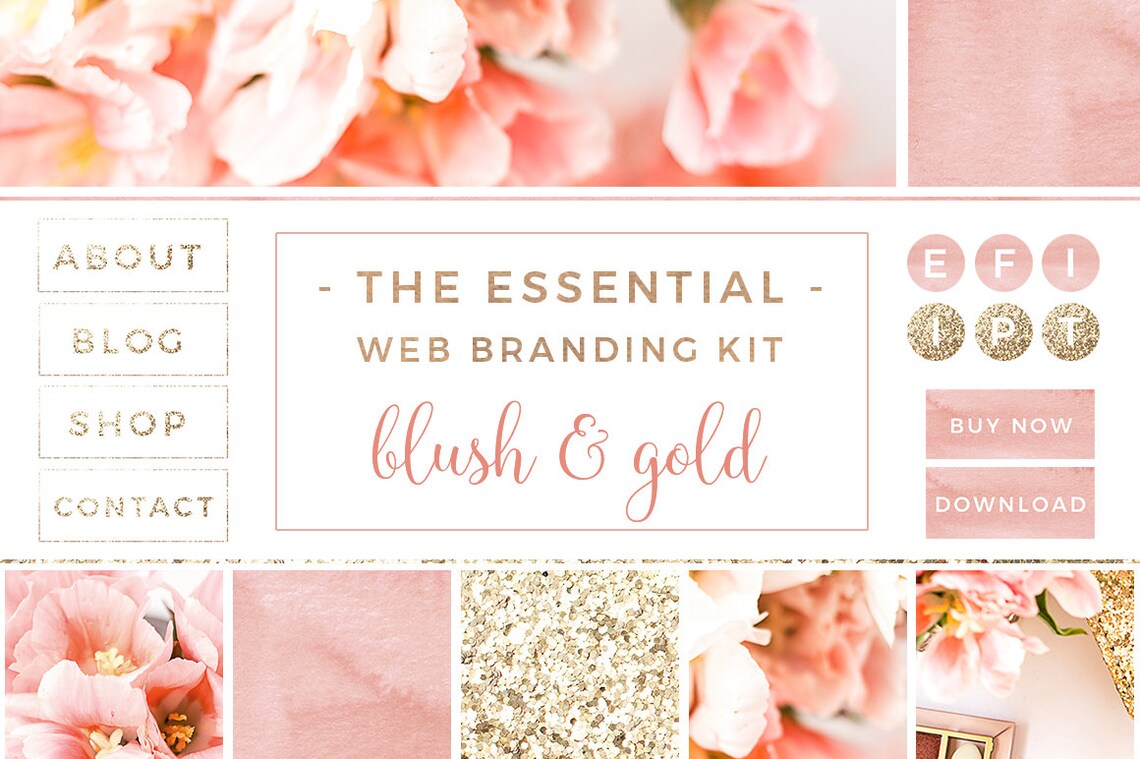 Blush Gold Web Blog Branding Kit Blush Pink Branding | Etsy