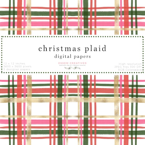Christmas Plaid Pattern Digital Paper Seamless Repeat - Etsy