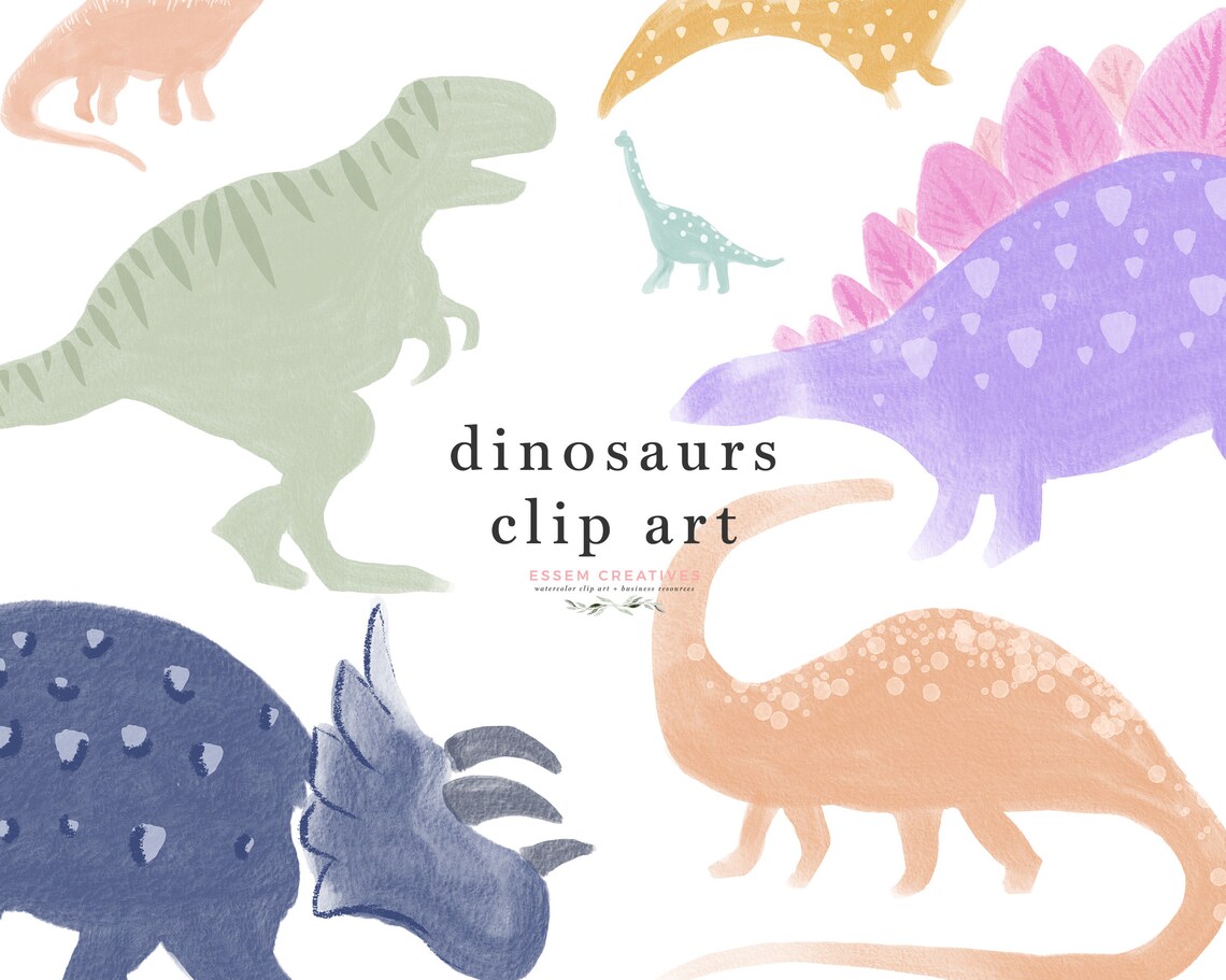 Watercolor Dinosaurs Clip Art T-rex Tyrannausaurus Dino - Etsy