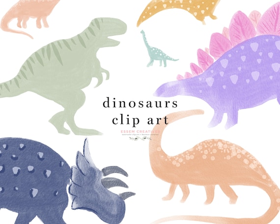 Watercolor Dinosaurs Clip Art T-rex Tyrannausaurus Dino - Etsy