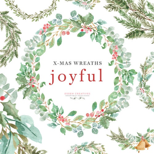 Watercolor Christmas Clipart Holiday Clip Art Christmas - Etsy