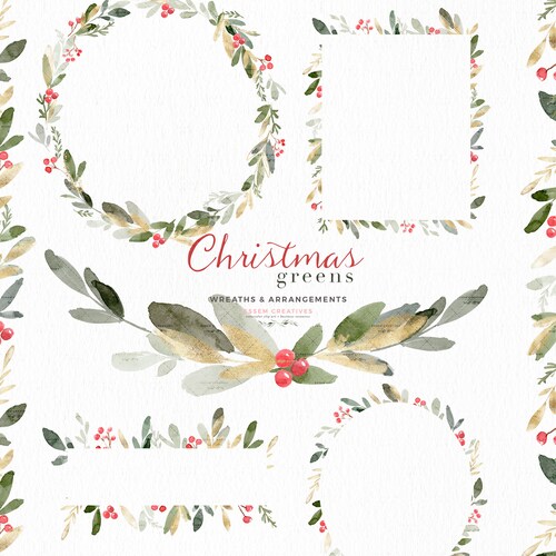 Watercolor Winter Wreath Clipart Watercolor Christmas Wreath - Etsy