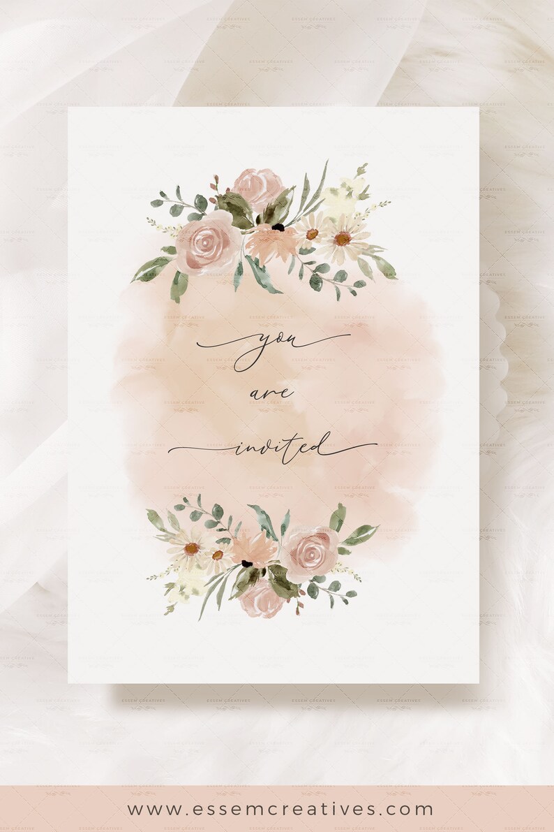 Boho Neutral Floral Clipart Boho Floral Frame Clip Art - Etsy