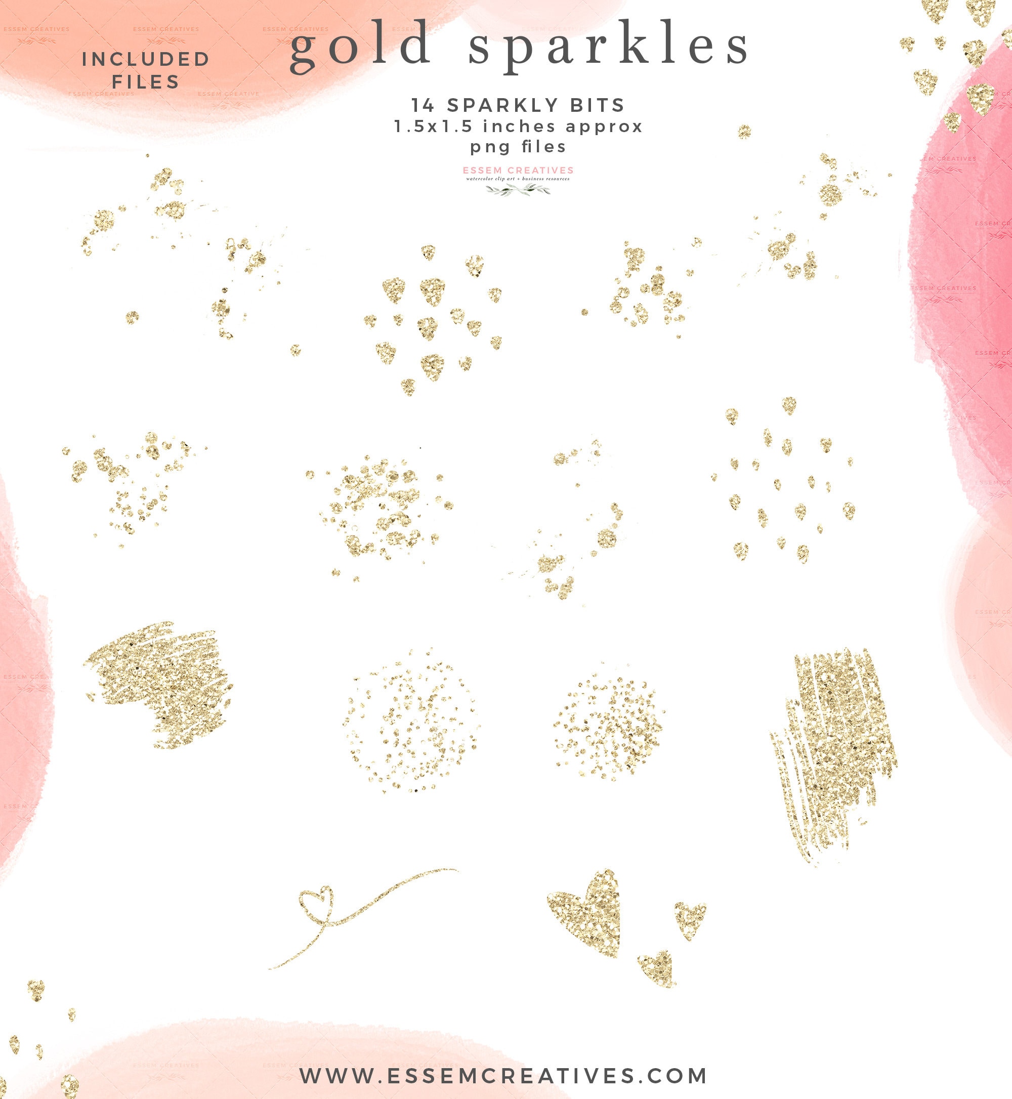 Gold Sparkle Glitter Clipart Overlay, Sublimation PNG Files, Logo ...