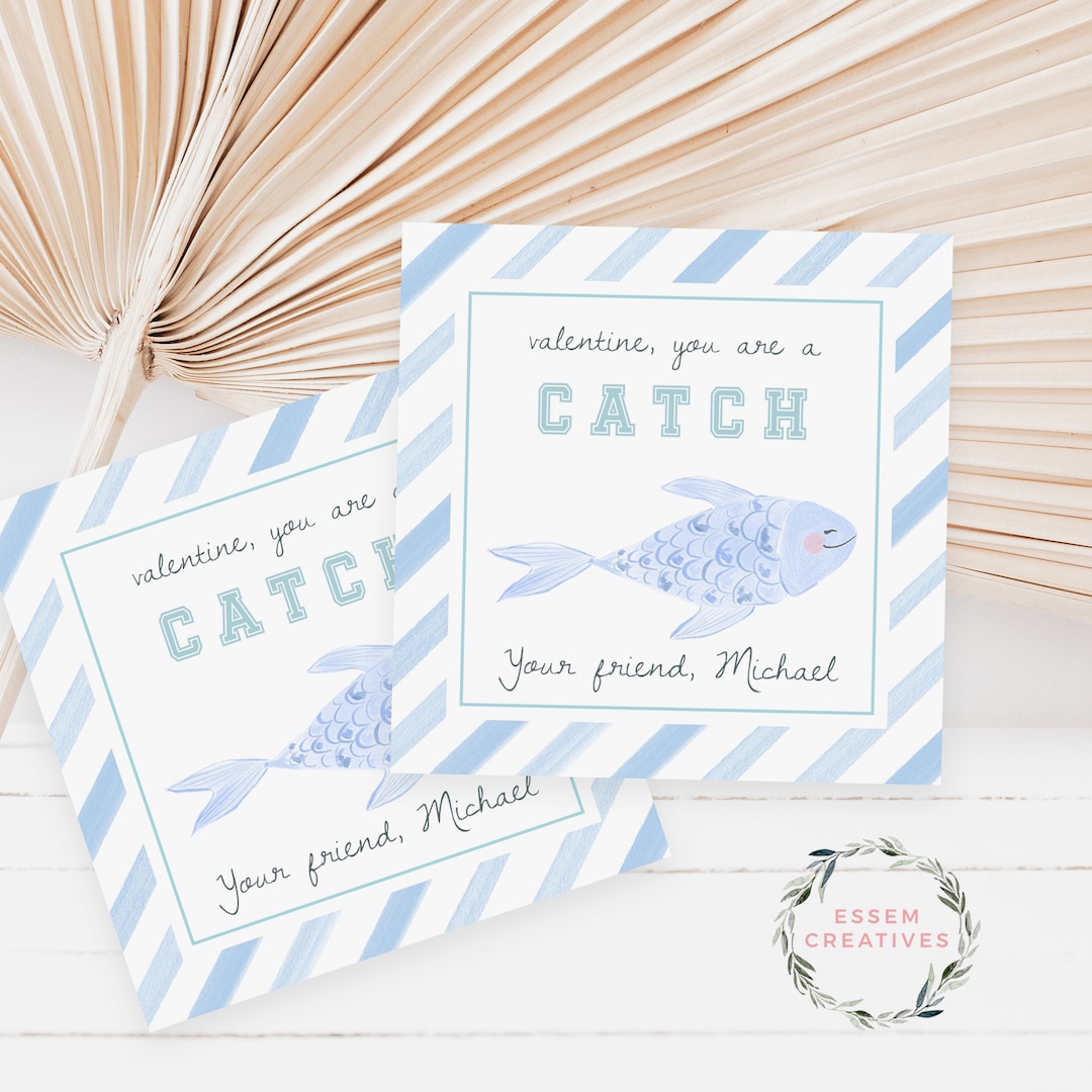 Printable Valentines Gift Tag for Kids, You're a Great Catch Fish ...