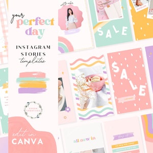 Rainbow Instagram Story Templates Canva, Inspirational Quotes for ...
