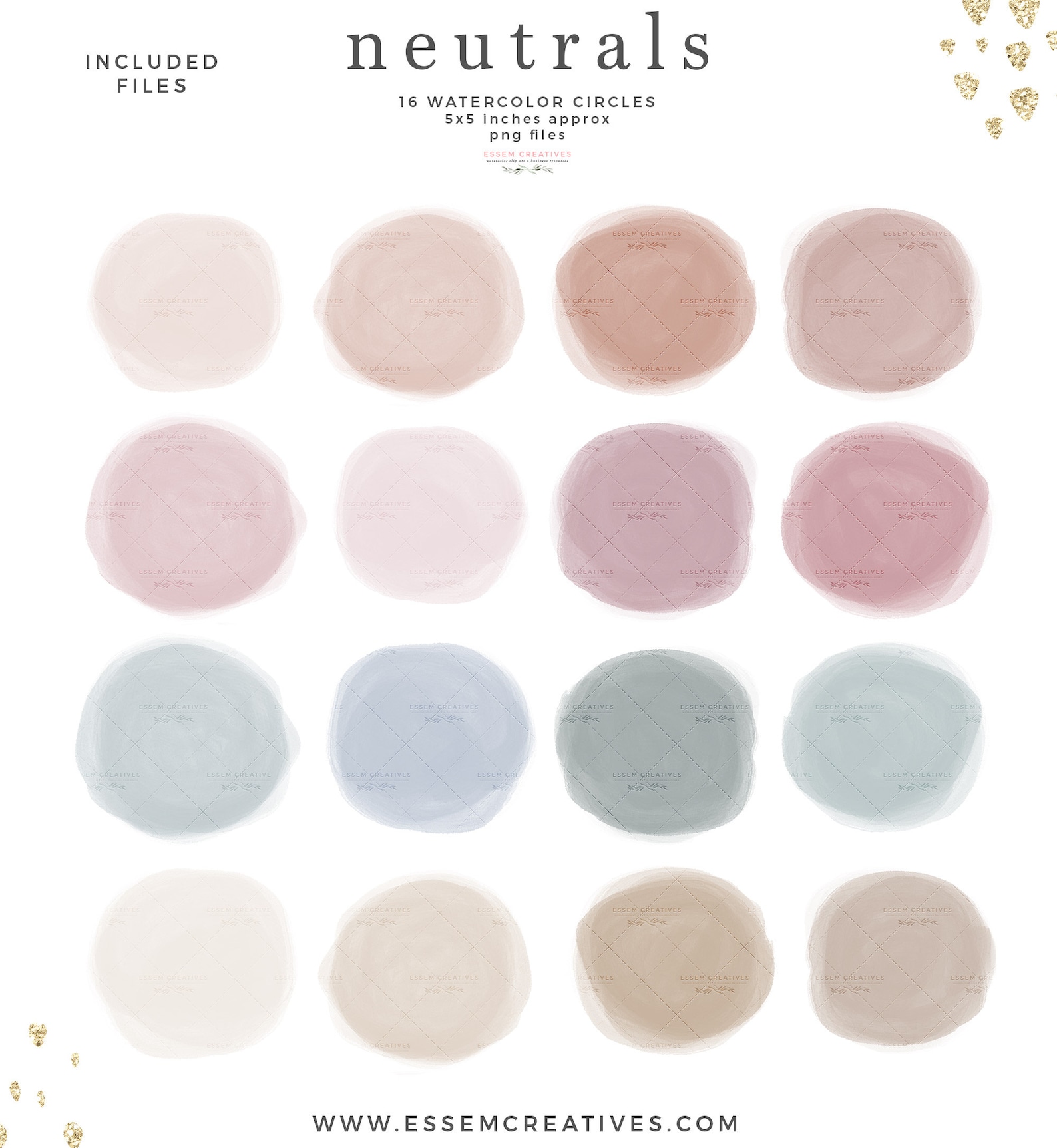 Neutral Instagram Story Highlight Watercolor Circles Clipart | Etsy
